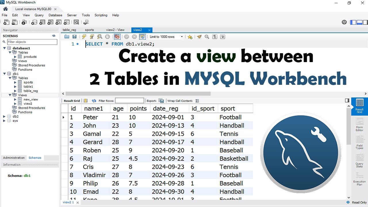 How to create View between two tables in Mysql Workbench - YouTube