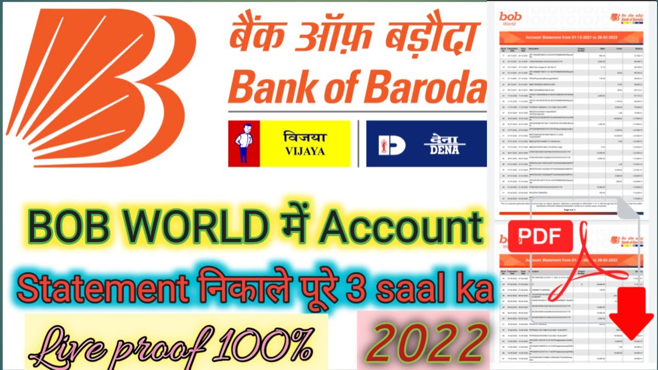 How to download Bob account statement with pdf|| Bob world se account ...