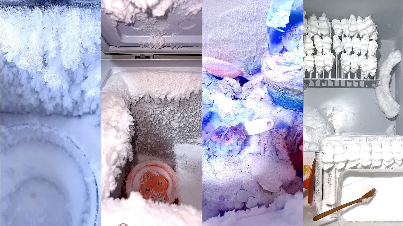 ASMR FREEZER FROST EATING & SCRAPING / WHITE ICE EATING / HARD ICE ...