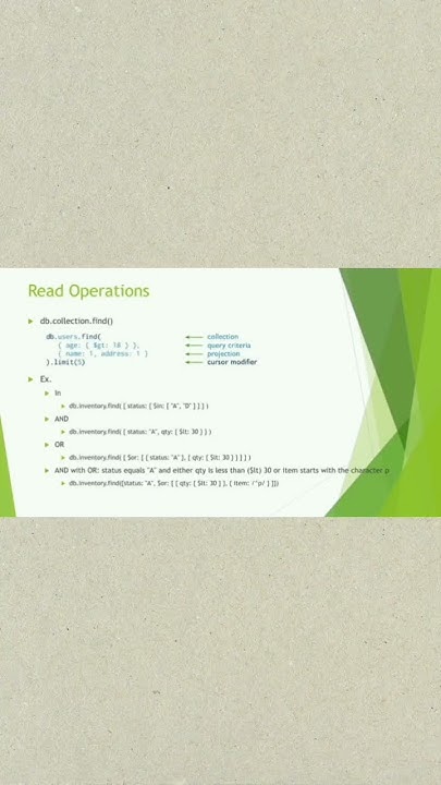 MongoDB Part -5 | Read Operations | Update Operations | Delete Operations #trending #short - YouTube