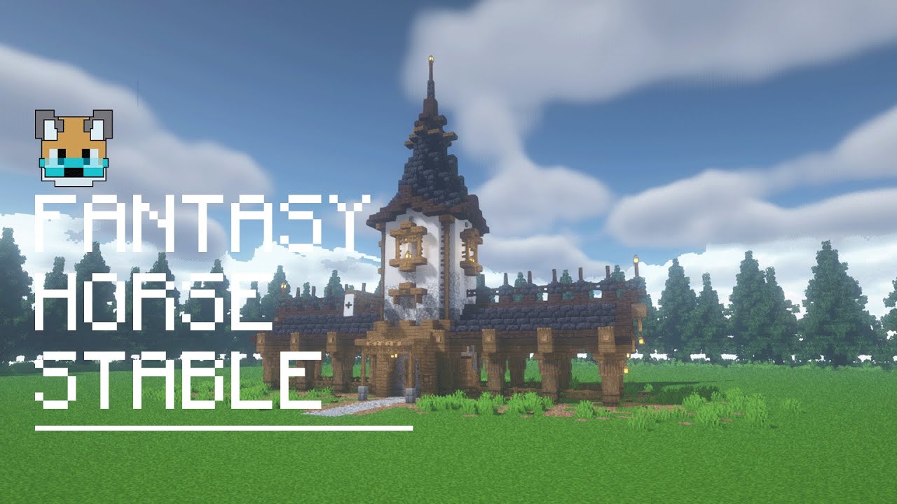 Fantasy Horse Stable - Minecraft Build Process - YouTube