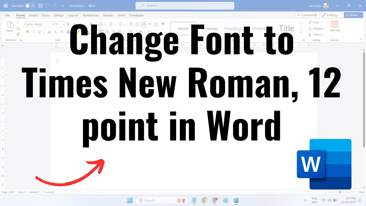 How To Change Font To Times New Roman 12 Point In Word YouTube