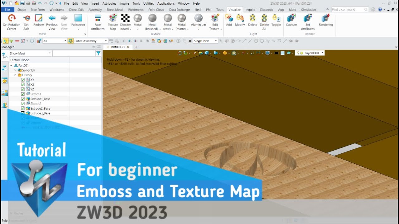 ZW3D - Tutorial - Emboss & Texture Map - YouTube