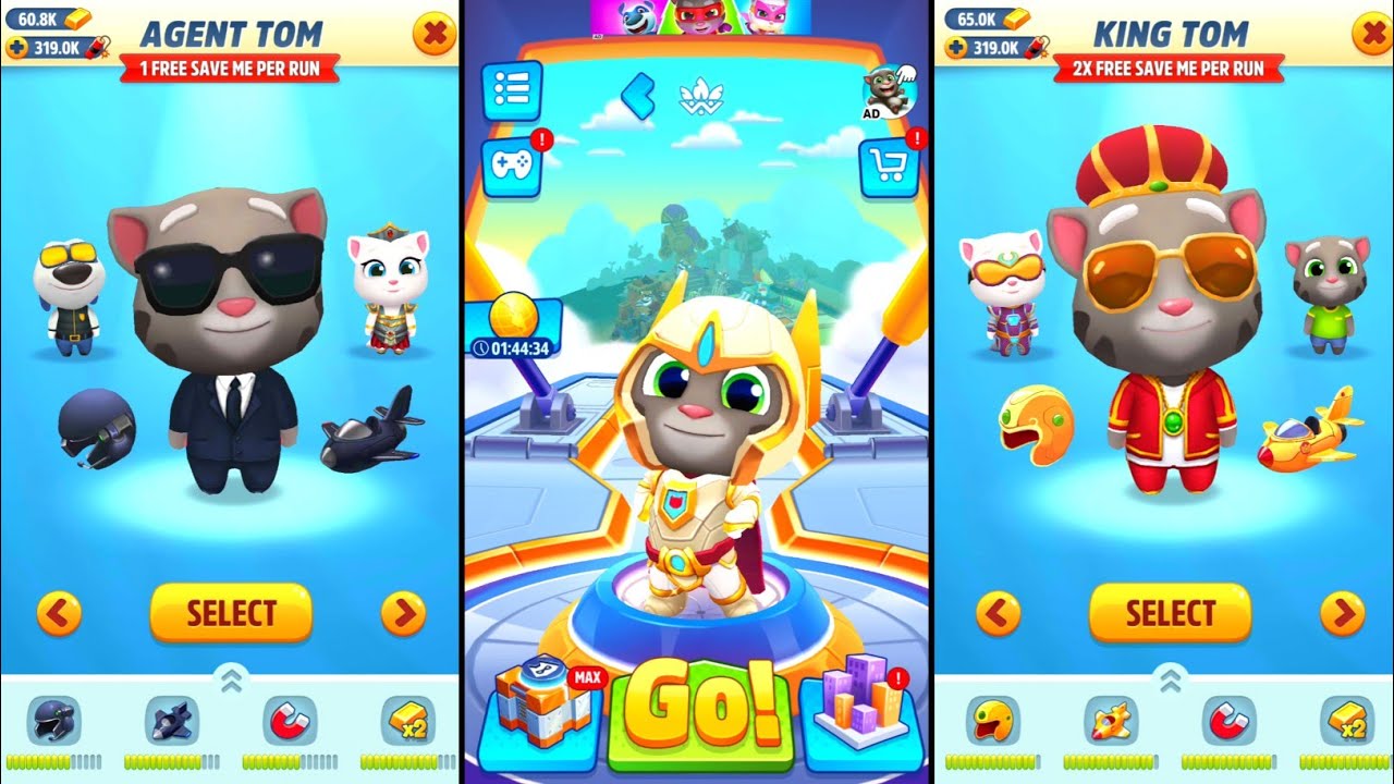 Talking Tom Hero Dash Platinum Tom vs Talking Tom Gold Run King Tom ...