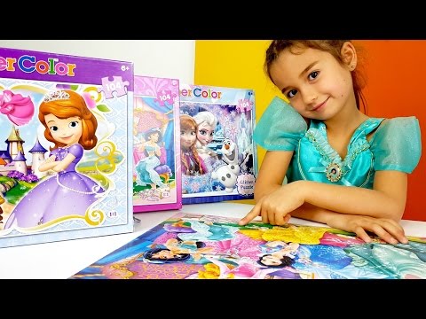 Disney prenses oyun videoları. Sihirli puzzle ve yapboz yapıyoruz. Elsa, Anna ve Sofia