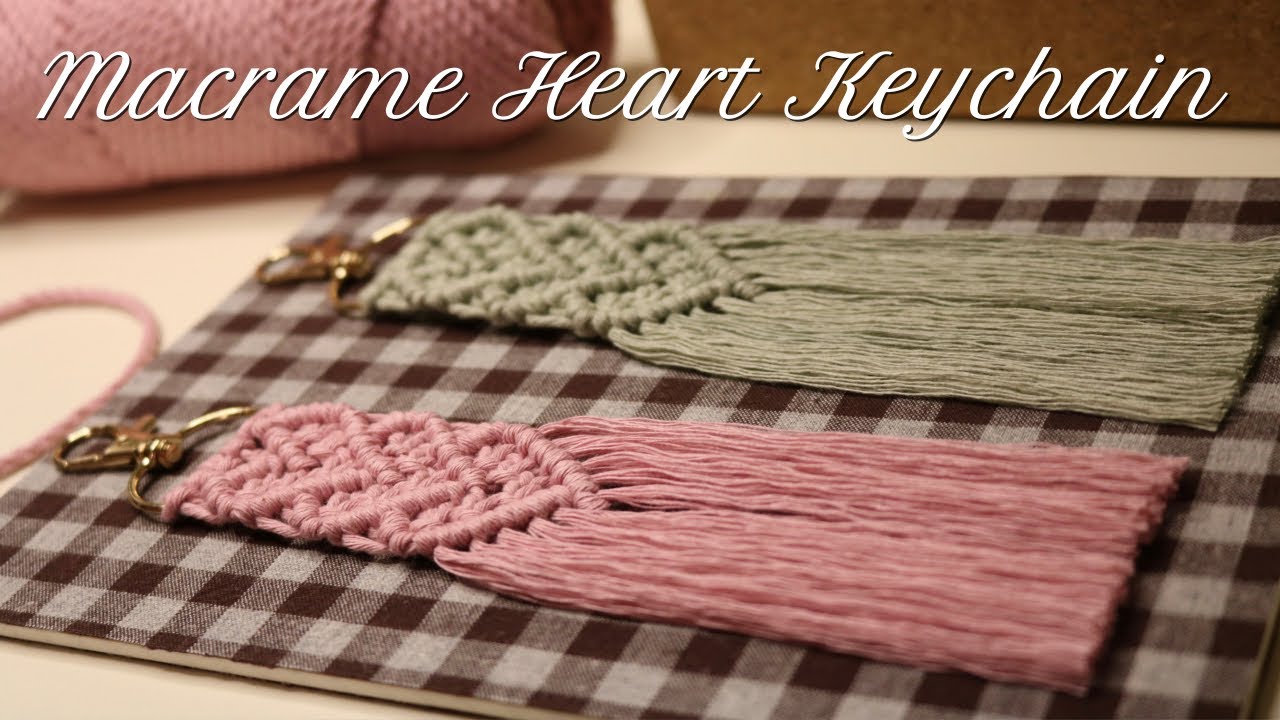 DIY Macrame Heart Keychain - YouTube