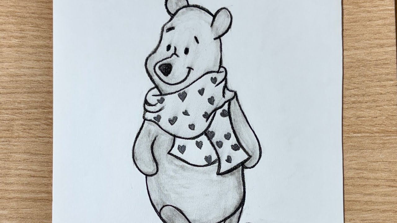 How to draw Cute Pooh Bear from Winnie the Pooh|| Easy Cartoon Drawing ...