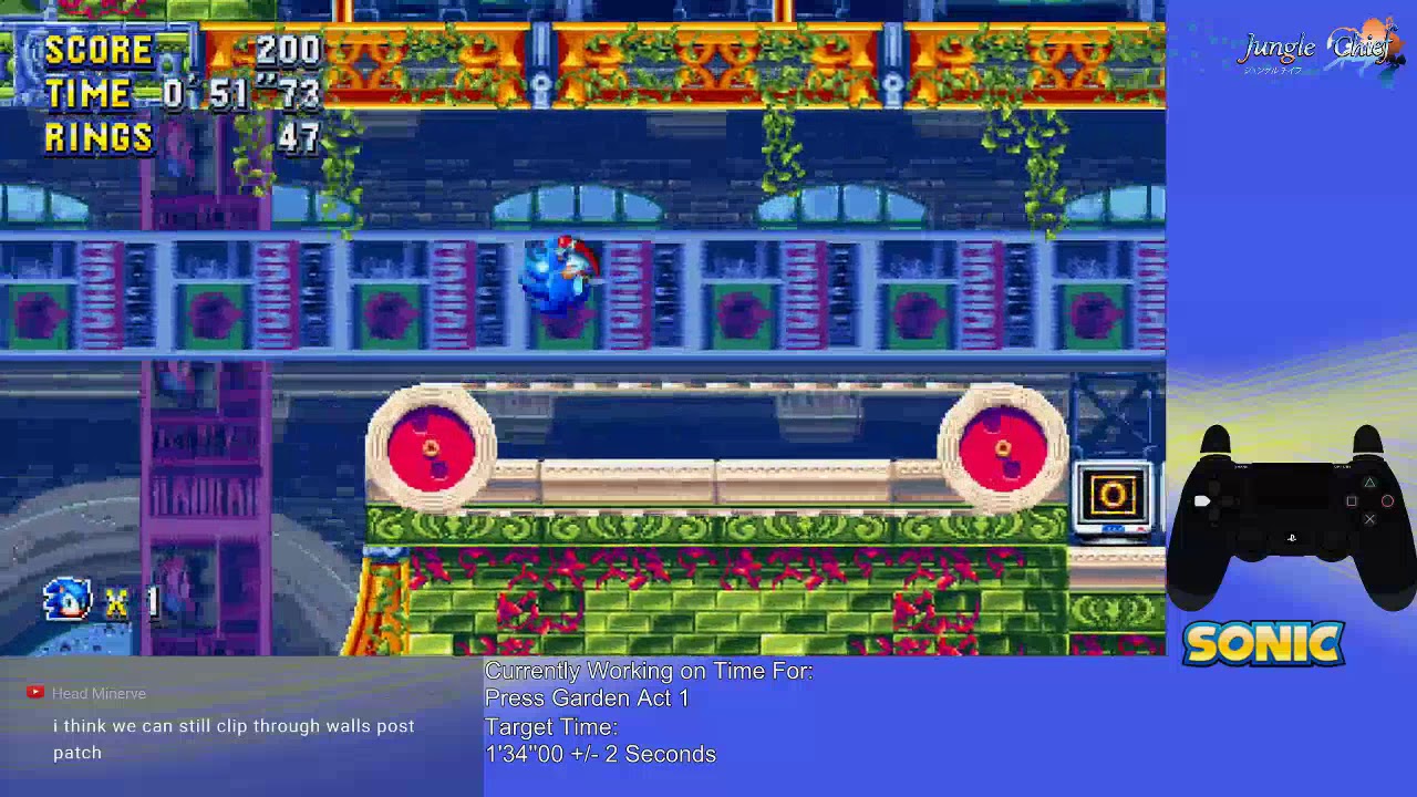 Sonic Mania - Press Garden Act 1 Speed Run (1'31''95) - Sonic (PS4 ...