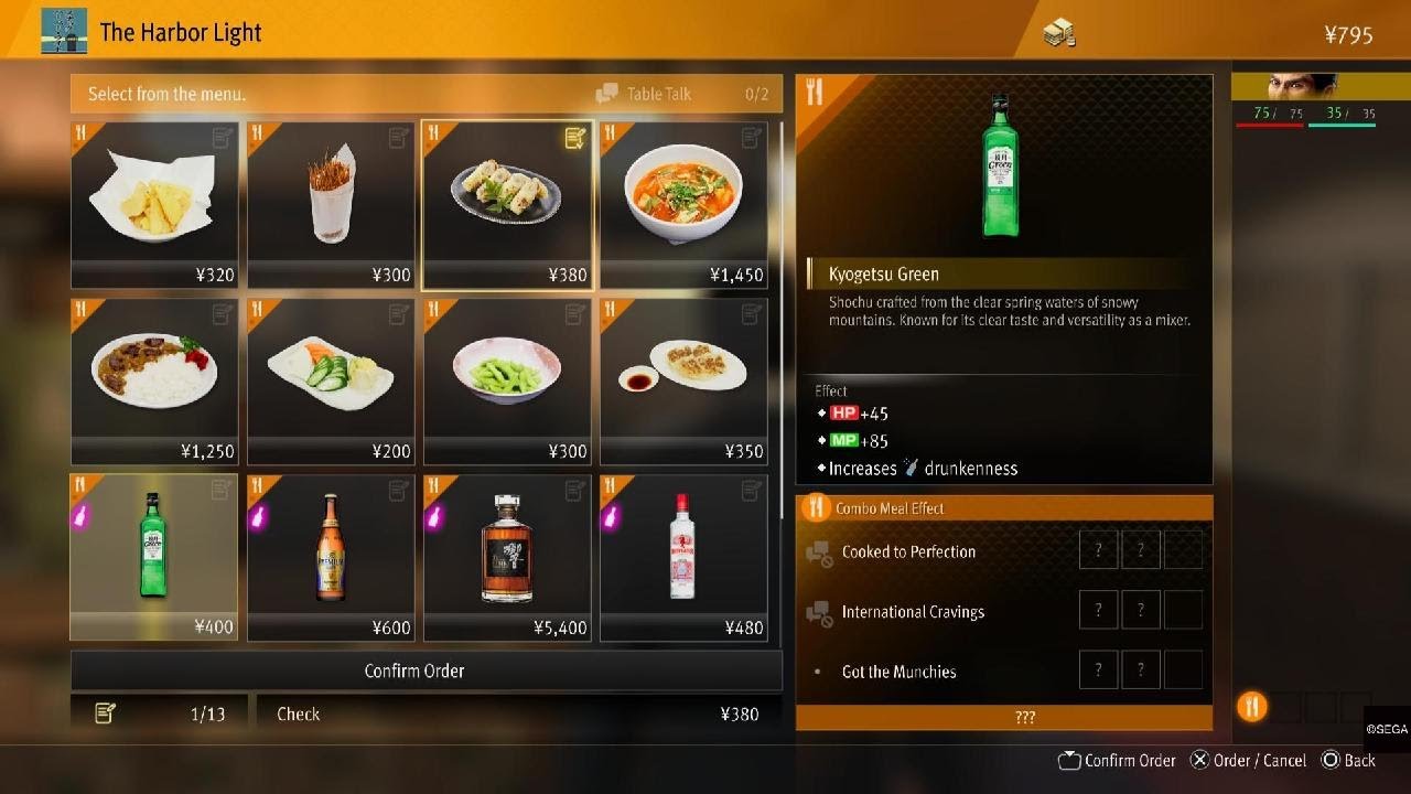 Like a Dragon: Infinite Wealth the harbor light menu - YouTube