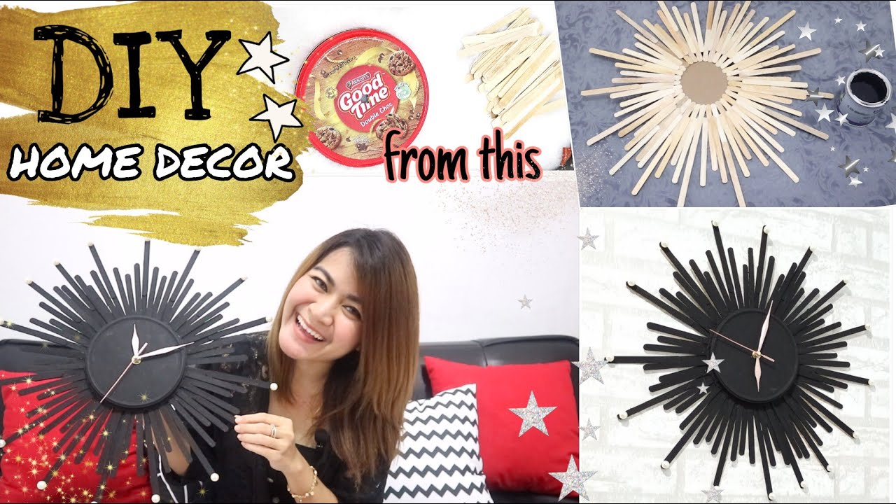 DIY HOME DECOR 2020 - jam dinding dari tutup kaleng biskuit dan stick ...