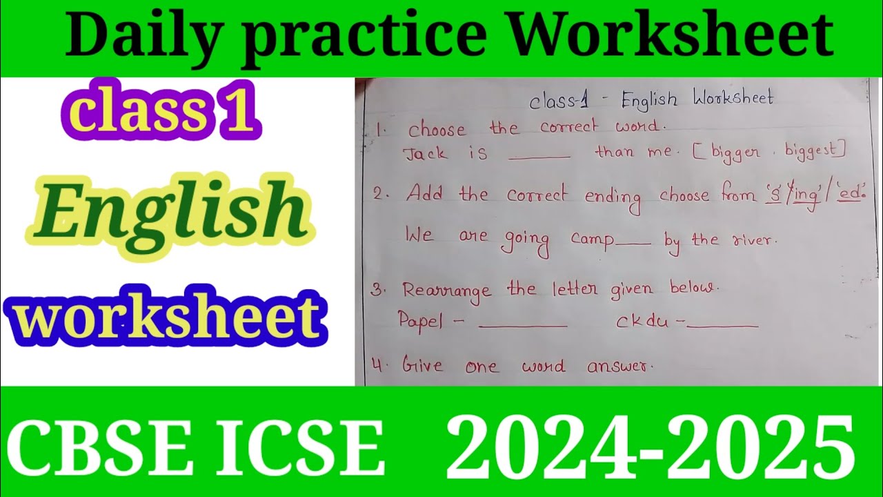 class 1 English worksheet/English worksheet for class 1/CBSE ICSE ...