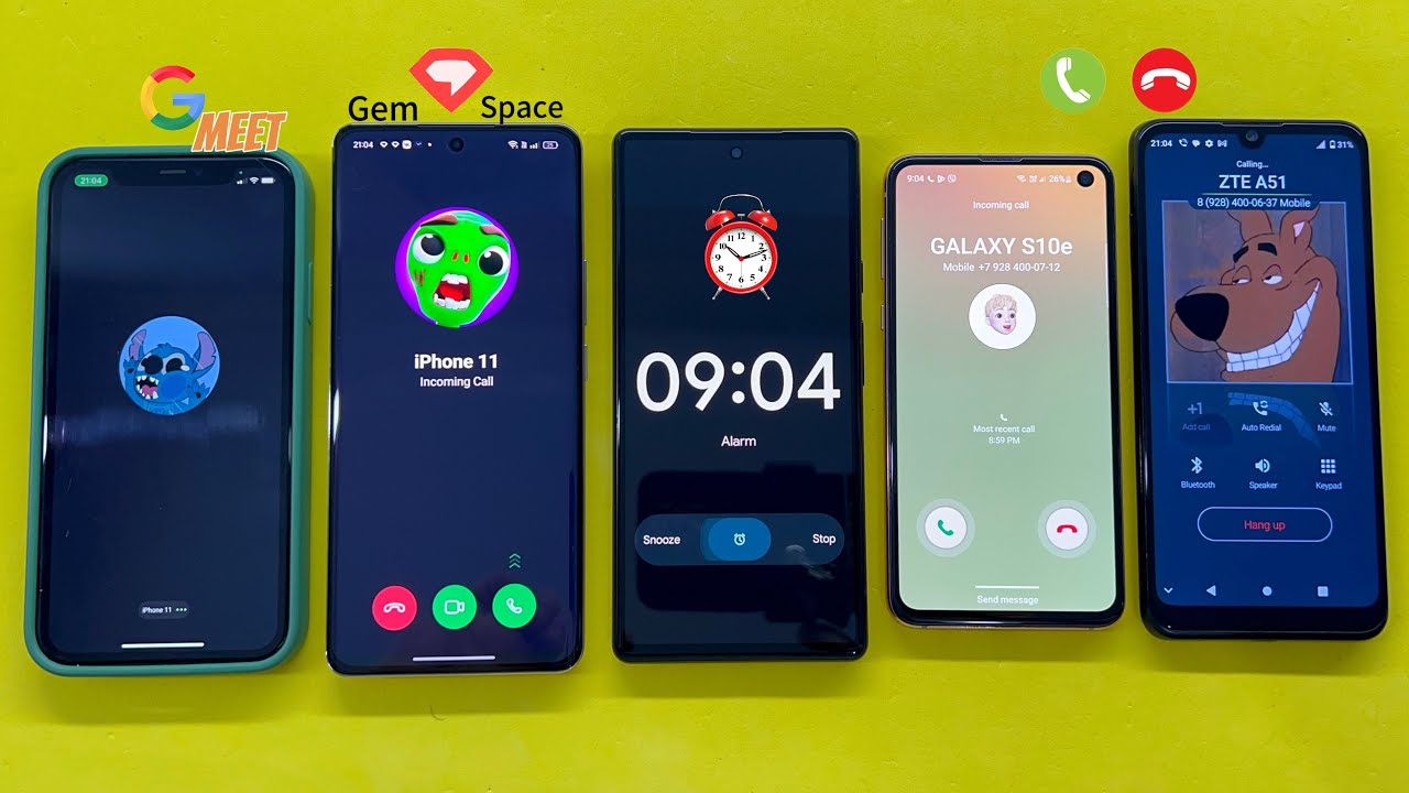 Incoming Call & Outgoing Call + Alarm Clock on phones iPhone 11 Realme ...