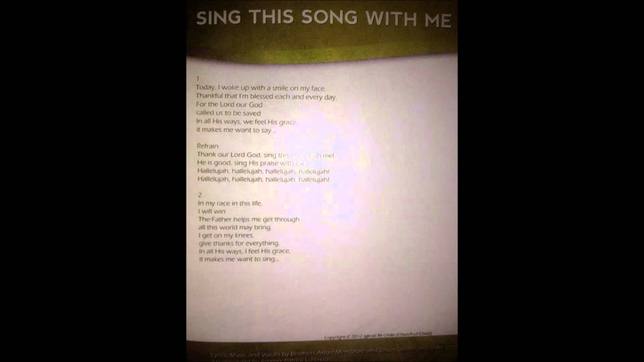 Sing This Song With Me - YouTube