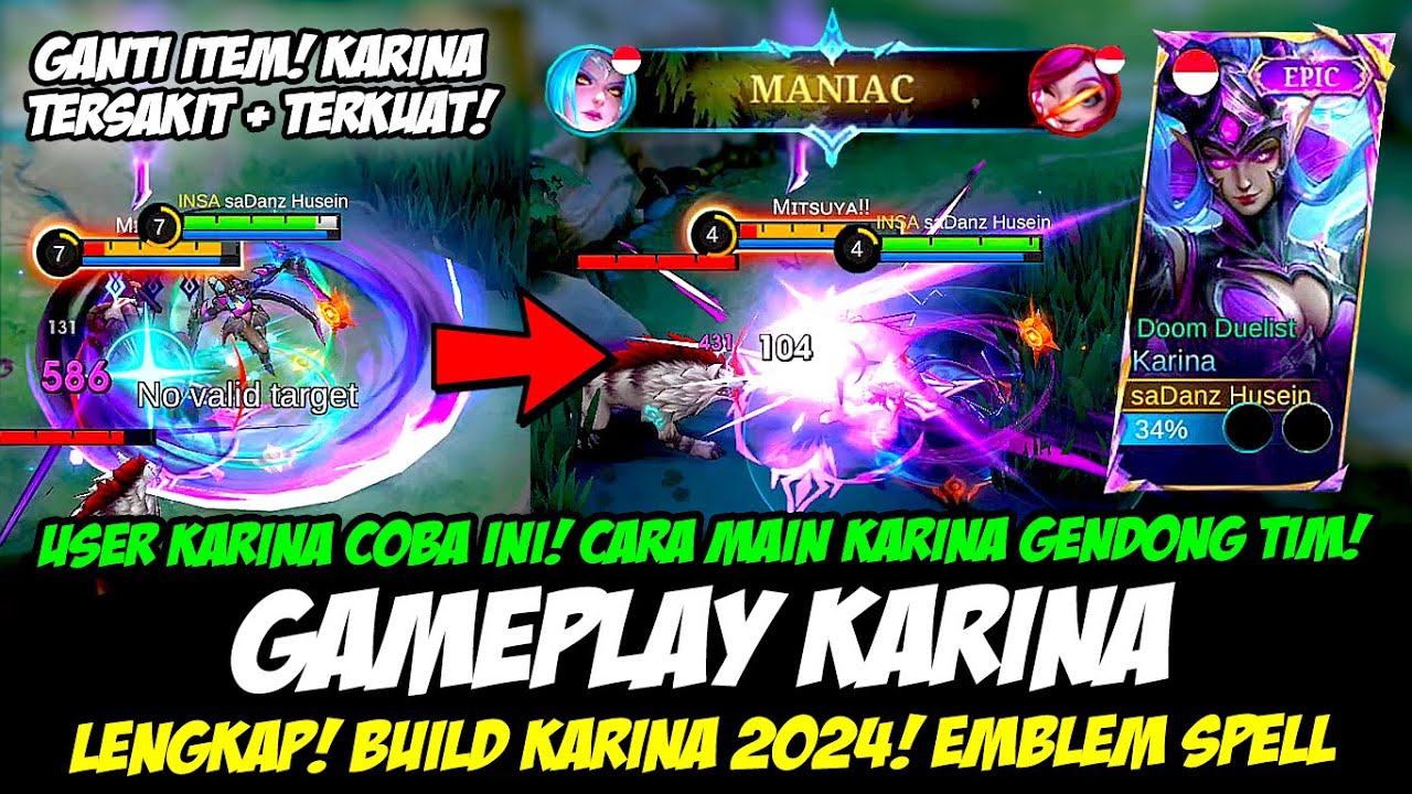 TIPS MAIN KARINA META SEKARANG + COMBO KARINA BUILD KARINA TERSAKIT 2024 GAMEPLAY KARINA TOP ...