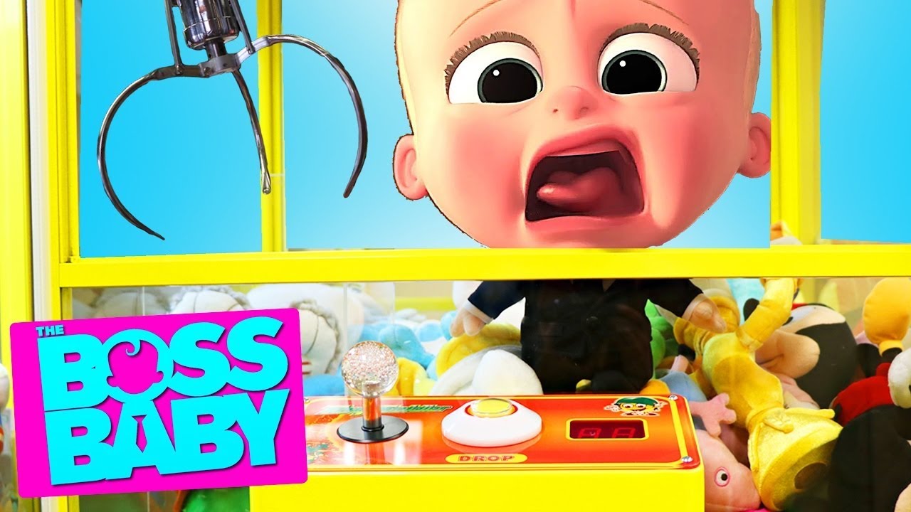 BOSS BABY MOVIE IRL Runaway Child Escape & Trapped in Claw Machine Doll ...