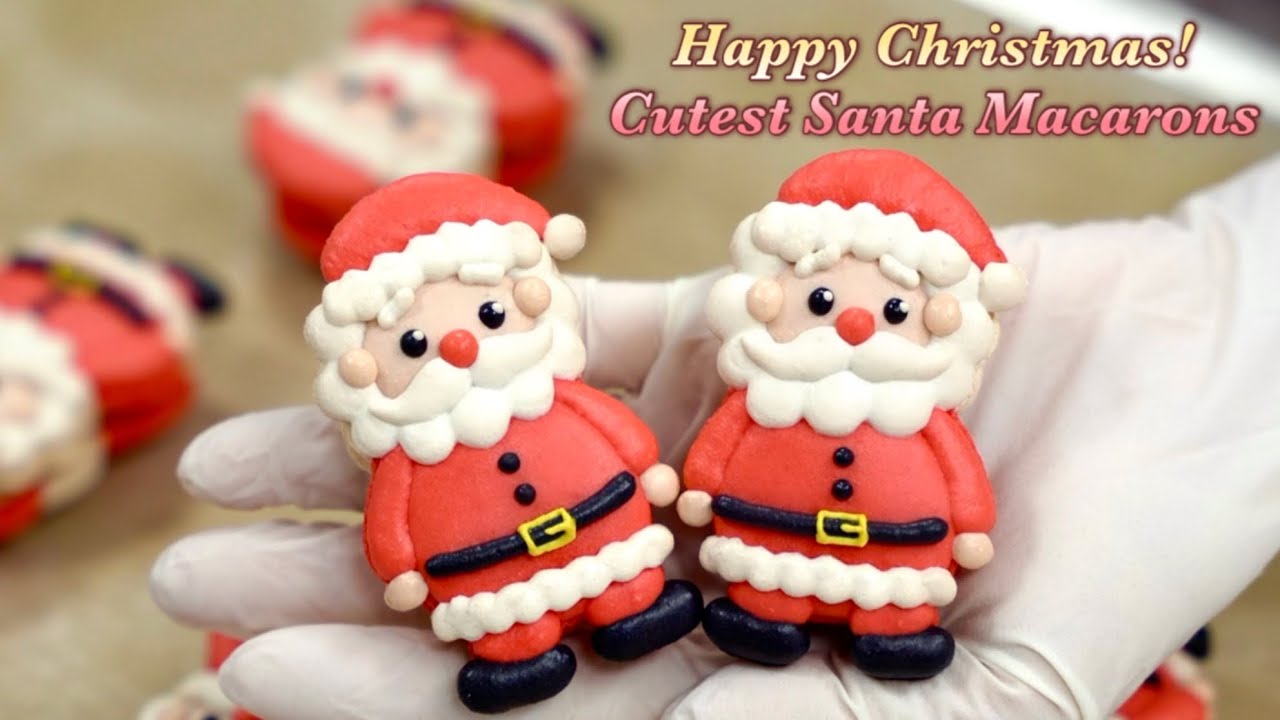 The Most Adorable Santa Macarons for Christmas! - YouTube