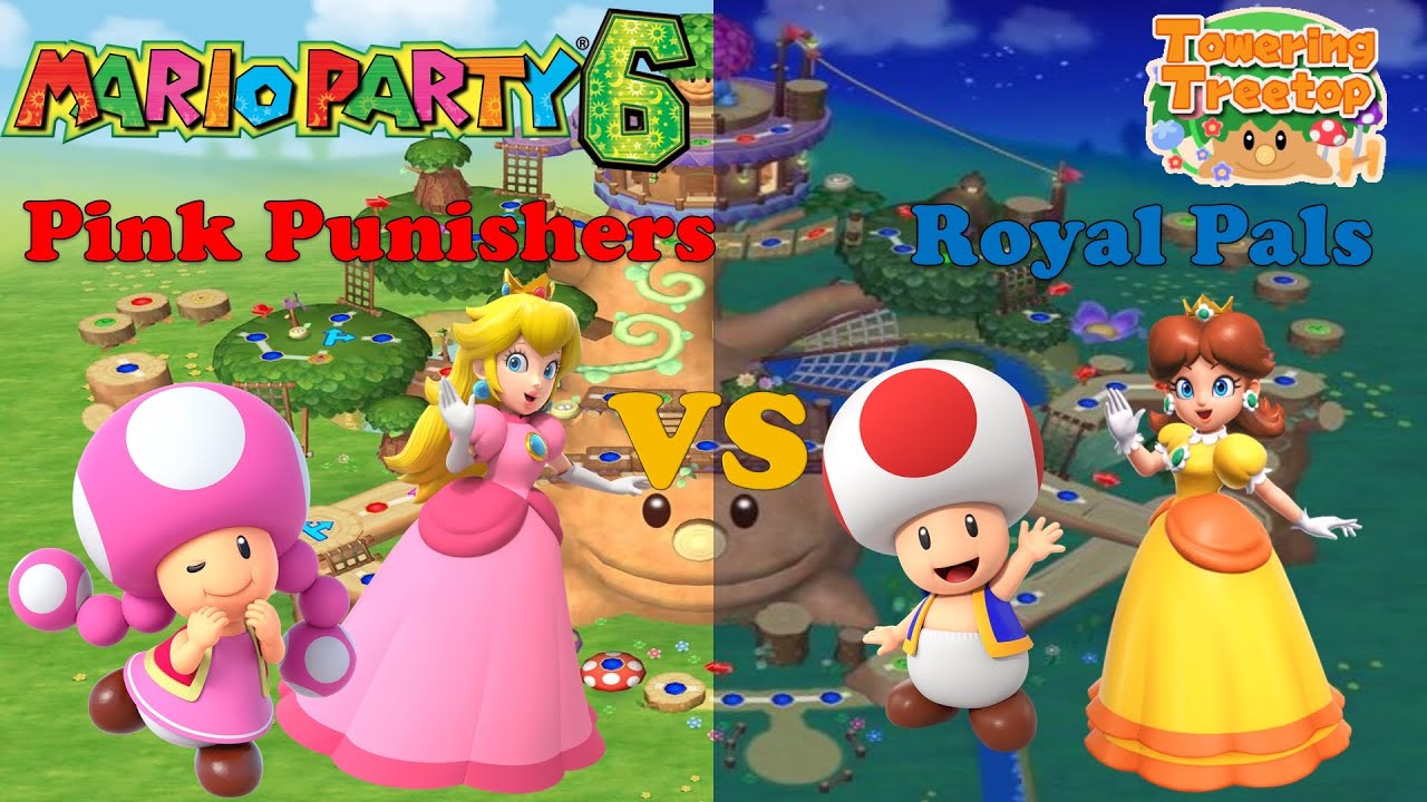 Mario Party 6 - Toadette & Peach vs Daisy & Toad - Towering Treetop ...