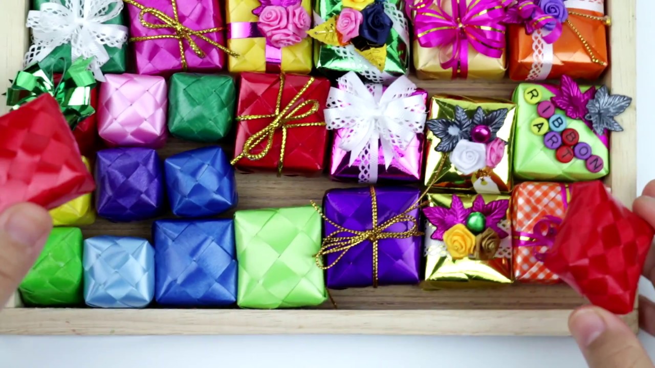 DIY Easy ribbon Gift Box #4 | วิธีพับเหรียญโปรยทานกล่องของขวัญ ...
