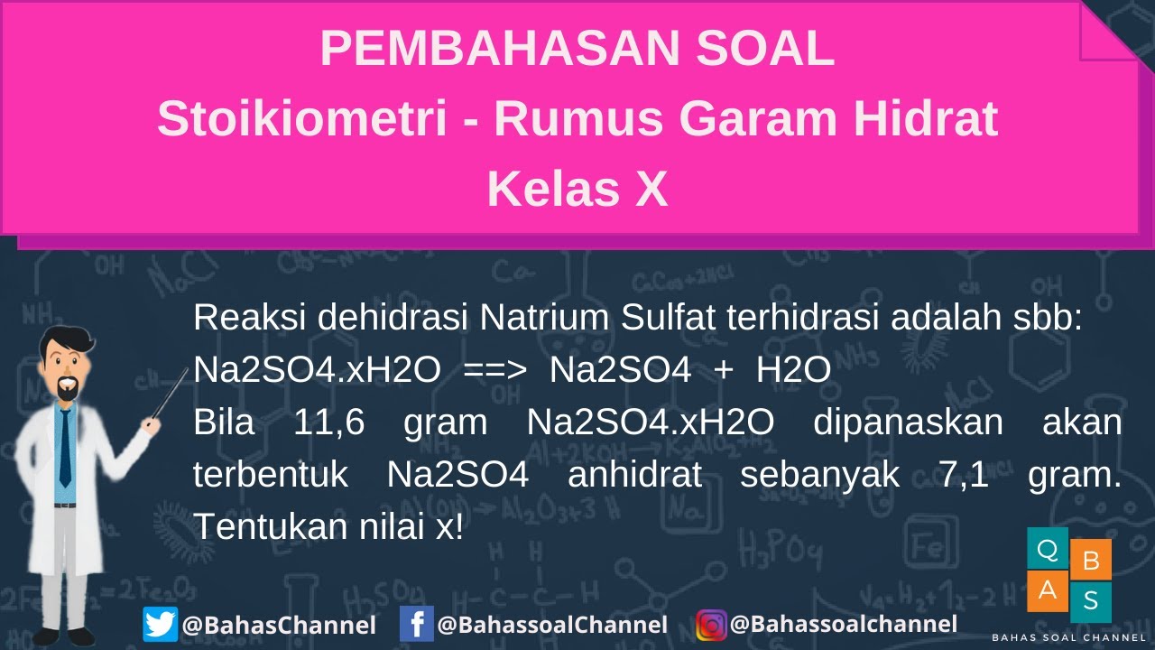 Reaksi Dehidrasi Natrium Sulfat, tentukan jumlah molekul H2O dalam ...