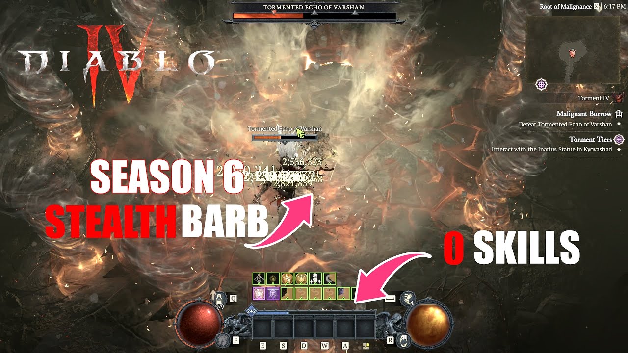 Diablo 4 S6 PTR - 0 Skills Insane Stealth Barb vs Pit 85 Boss and ...