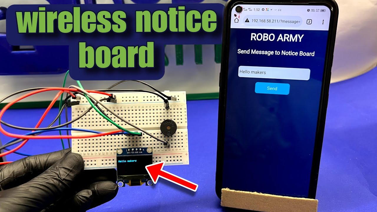 Wireless Notice Board with OLED Display & Buzzer | Update Messages from ...