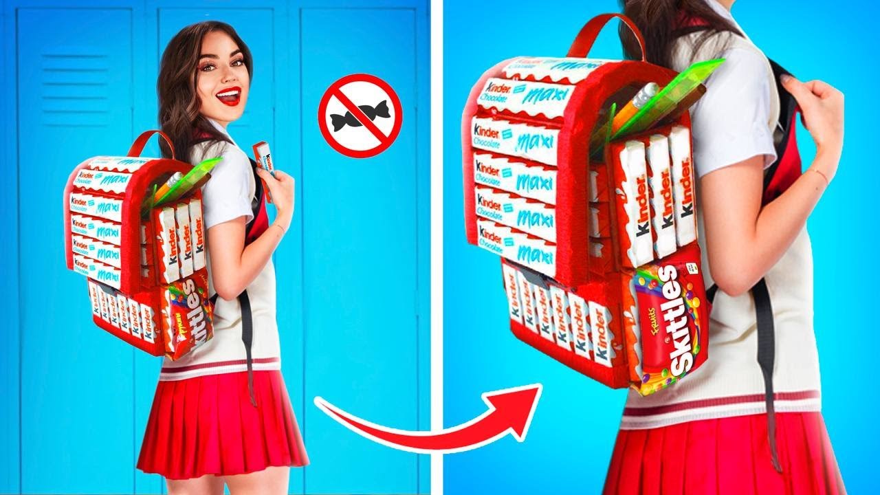 How to Sneak Candy into Class | Ways Sneaking Food | Edible DIY School ...