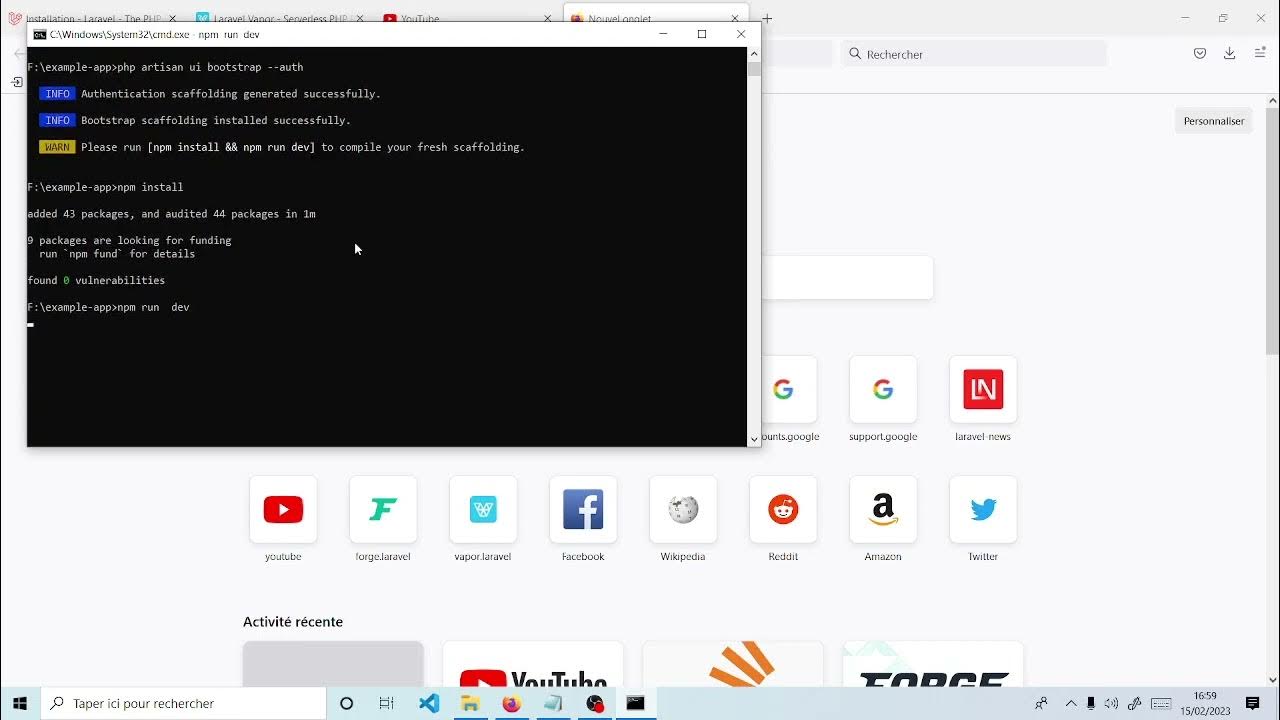 Install laravel bootstrap authentification - YouTube
