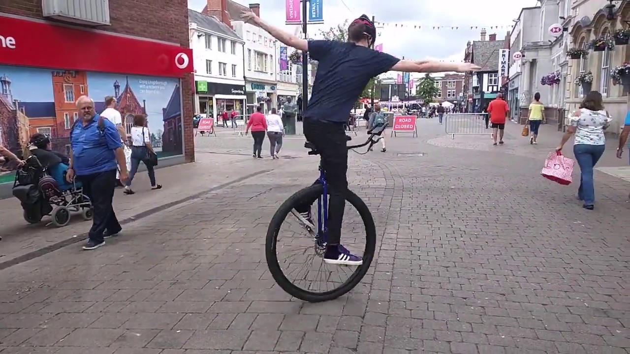 Reaction to 36" unicycle - YouTube