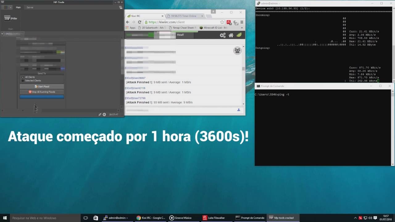 Teste Ataque DDoS UDP - Minha BotNet - YouTube