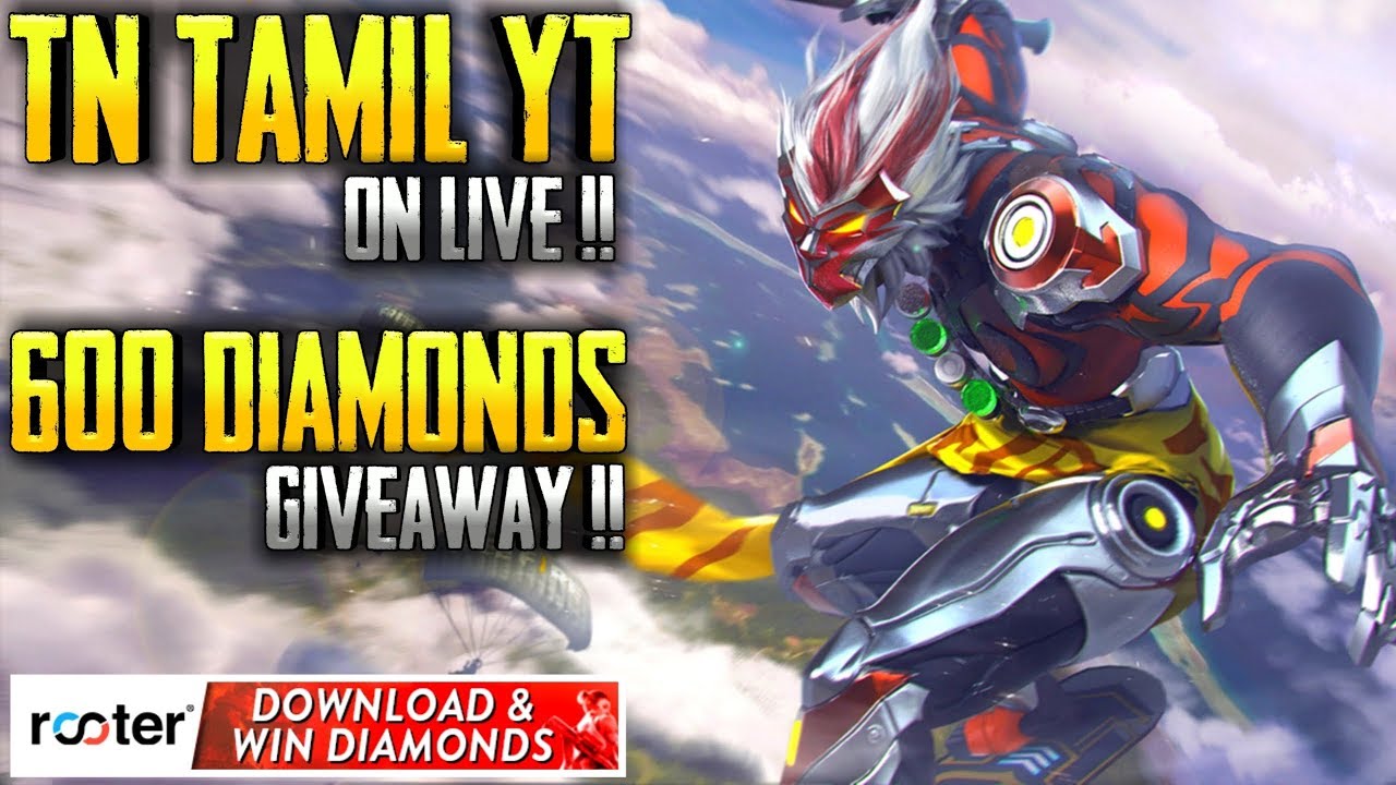 600 Diamonds Giveaway Live 🥰 Download Rooter App And Win Diamonds💎 ...