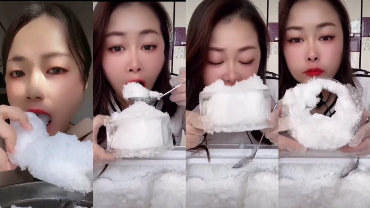 soft white Ice bites eating// freezer powdery white ice Eating - YouTube