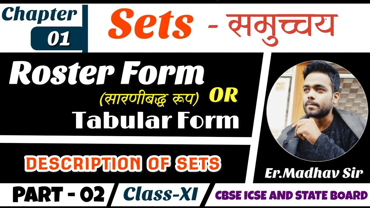 Sets Class 11th || Roster Form or Tabular Form || Chapter 01|| By Maths ...