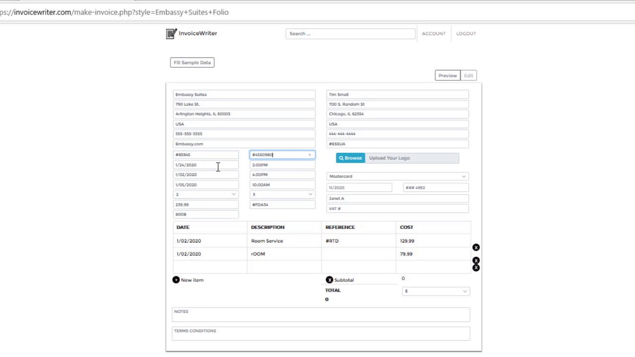 Embassy Suites Invoice - YouTube