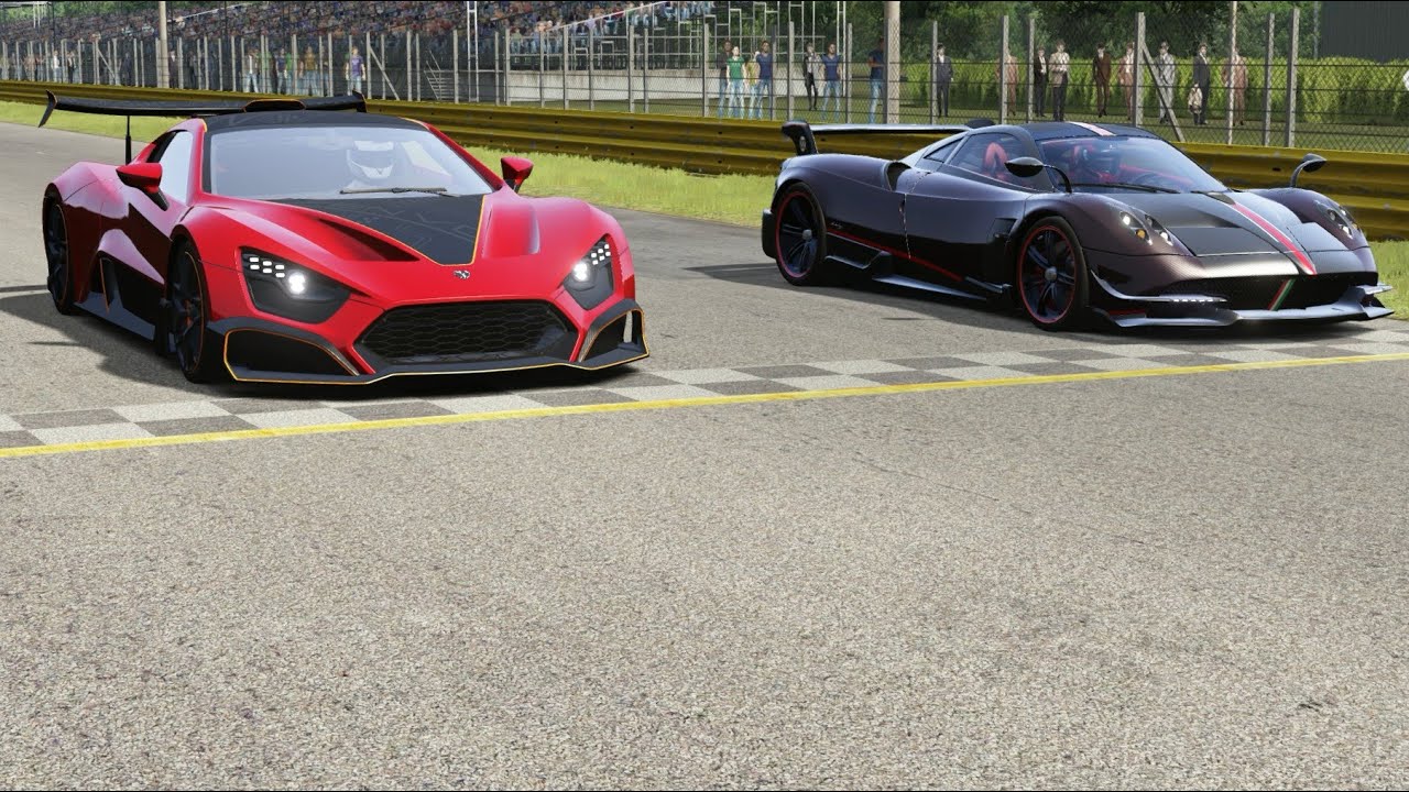 Zenvo TSR-S vs Pagani Huayra BC at Monza Full Course - YouTube
