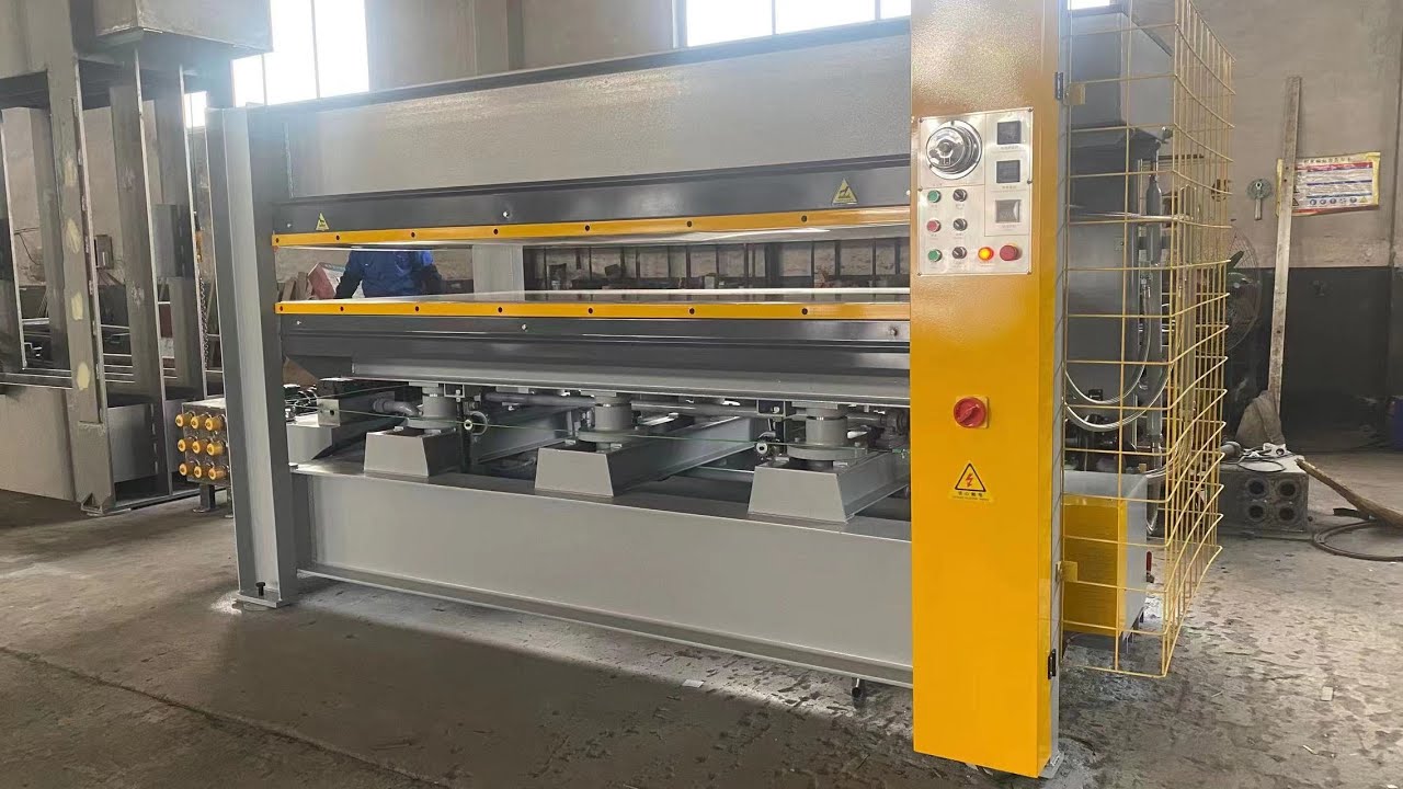 door making hydraulic one layer hot press machine - YouTube