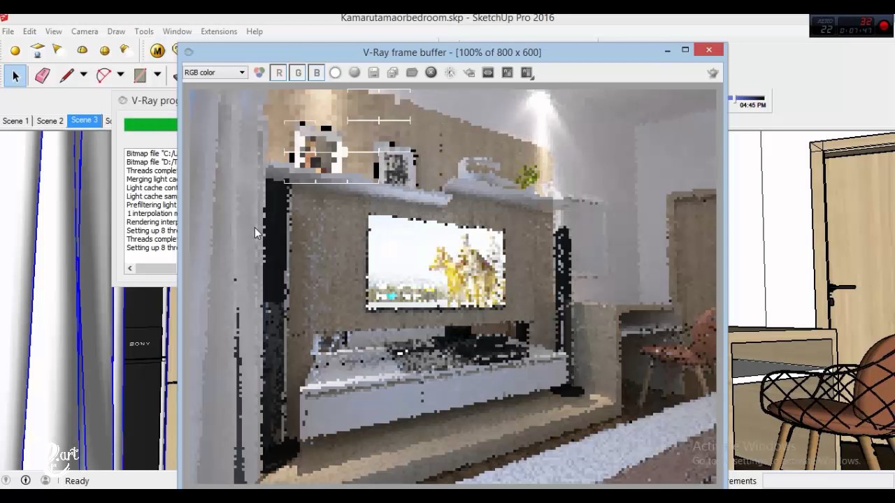How to light up TV with Vray Sketchup - Tutorial Photoshop - YouTube