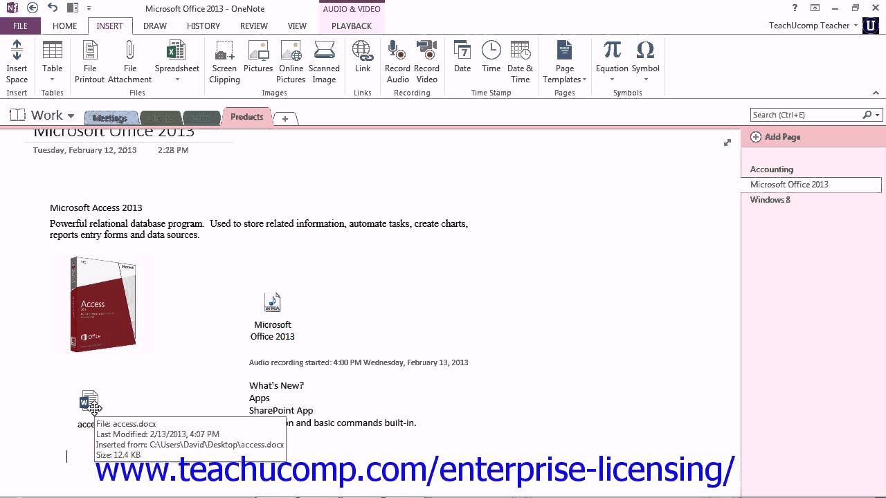 Microsoft Office OneNote 2013 Tutorial Notes 3.8 Employee Group ...