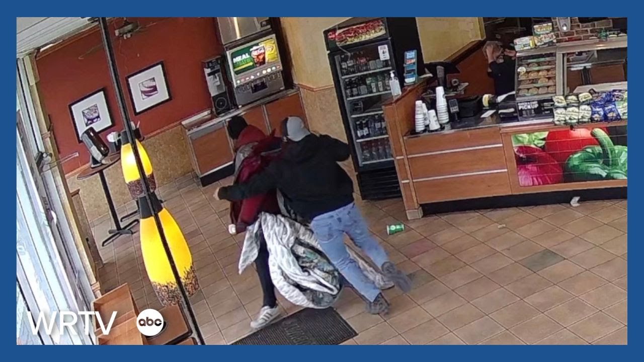 Hero saves Subway worker from violent attack - YouTube