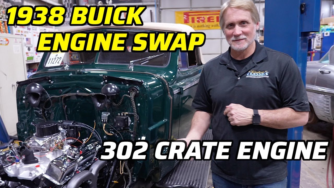 1938 BUICK ENGINE SWAP - CHEVY 302 CRATE ENGINE - YouTube