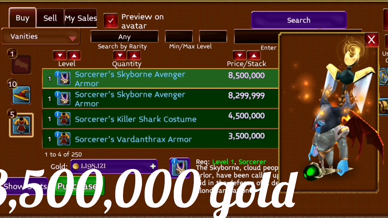 Arcane Legends~8,500,000 Gold Vanity - YouTube