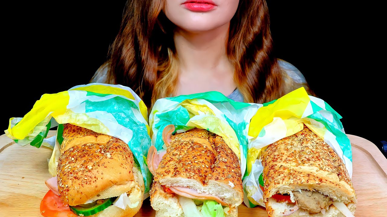 ASMR SUBWAY SANDWICHES MUKBANG EATING SOUNDS - YouTube