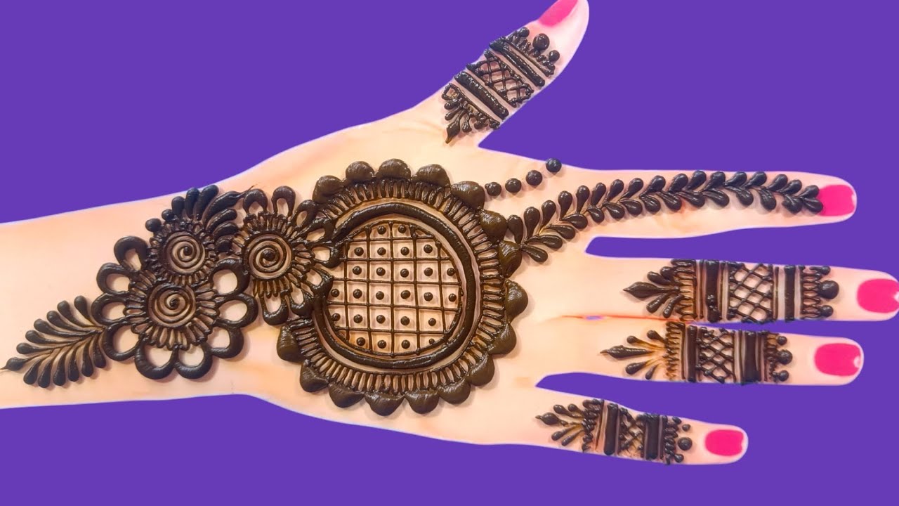 gol tikki mehndi design || back hand goll tikii design || henna mehndi ...