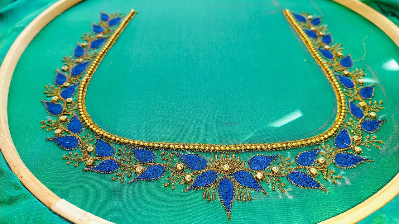 Beautiful Churidar Neck machine embroidery design - YouTube