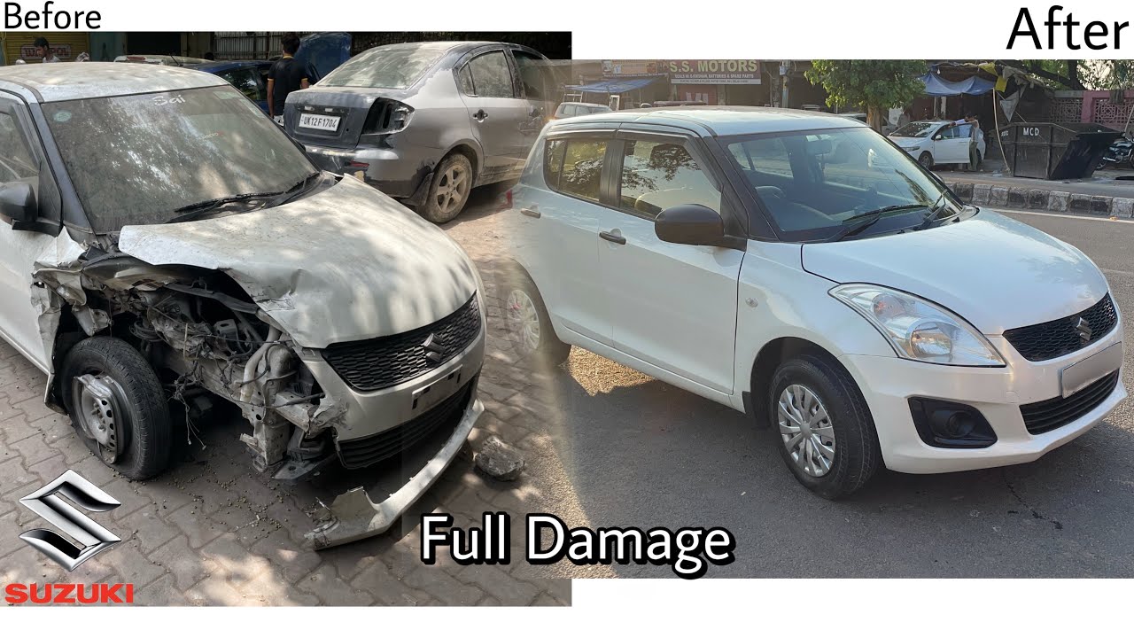 Swift Front Accident Full Repairing Process | Swift Full Dent and Paint ...