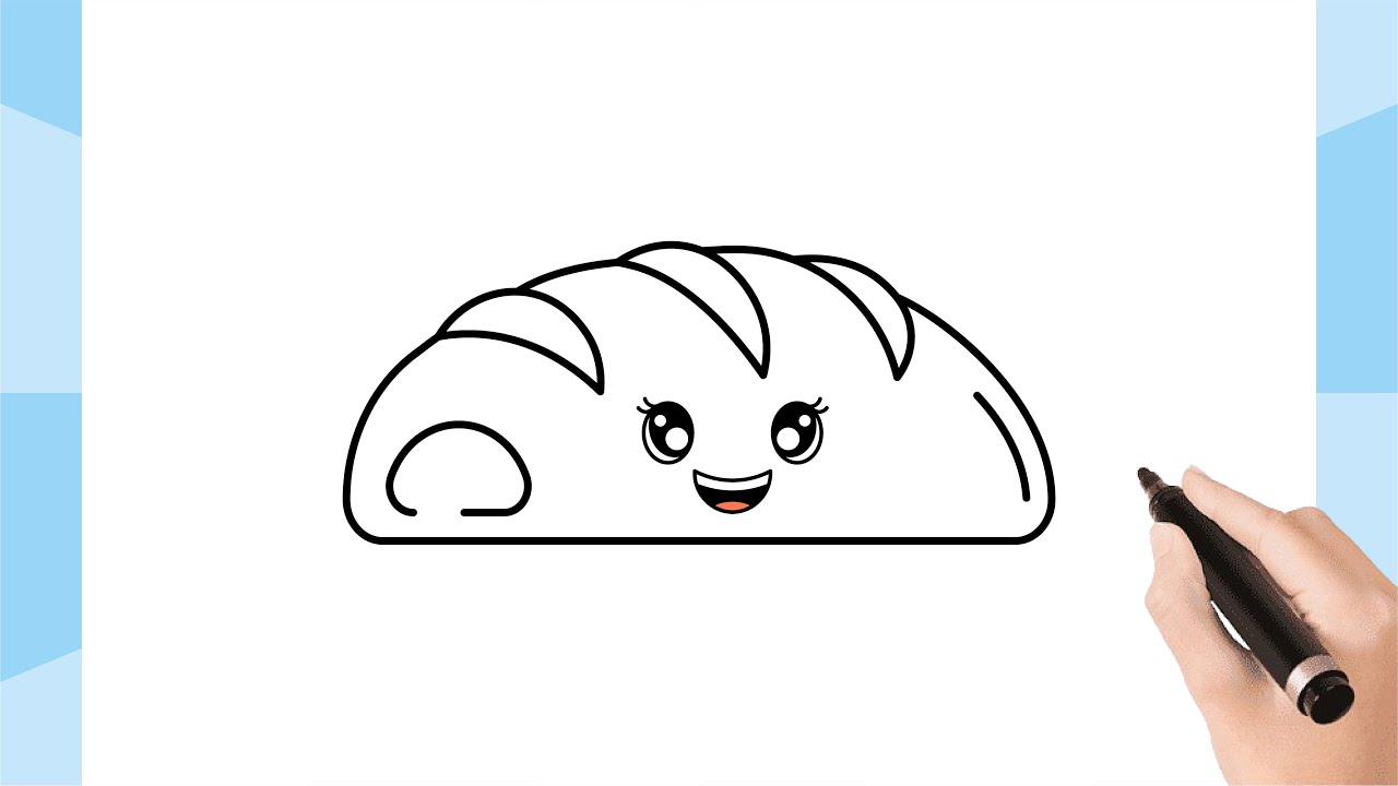 HOW TO DRAW A CUTE BREAD, EASY STEP BY STEP - YouTube
