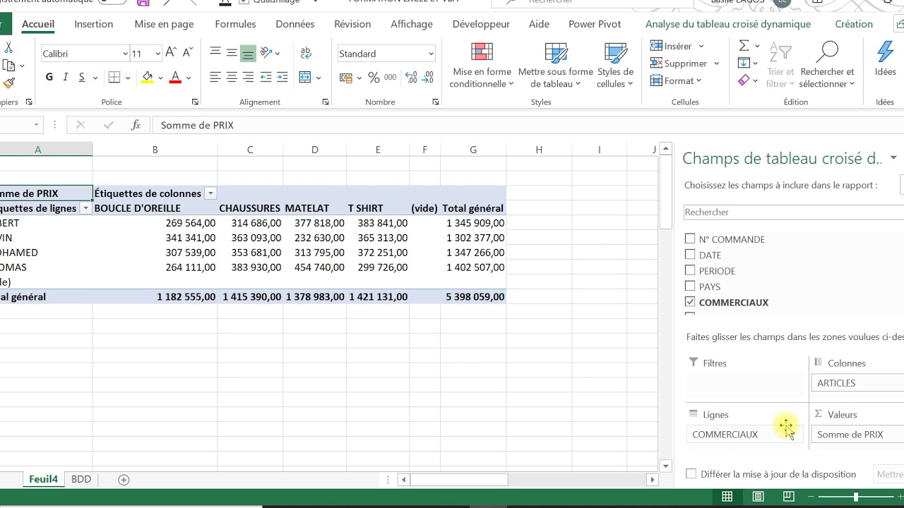 Les bases du tableau croisé dynamique (TCD) sur excel - YouTube
