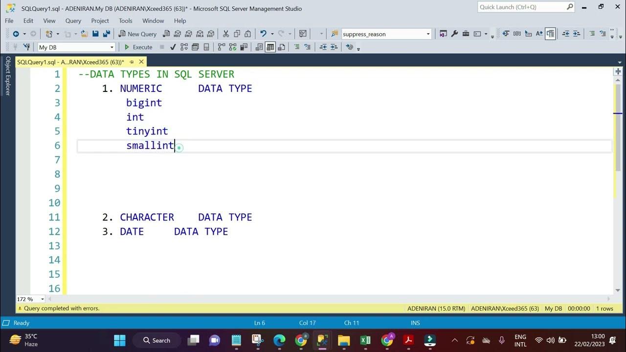 3 Numeric Data Typesint Smallint Bigint Youtube