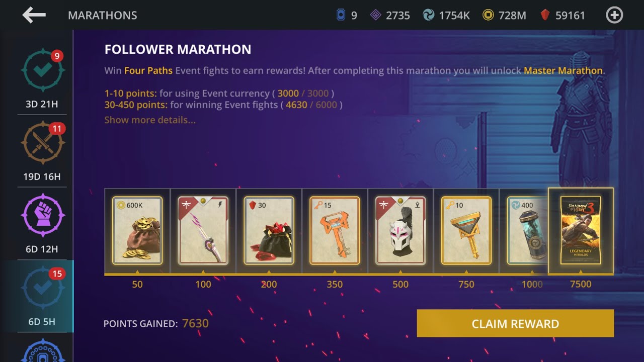 Completed FOLLOWER MARATHON - Here’s Rewards | Four Paths | Shadow ...