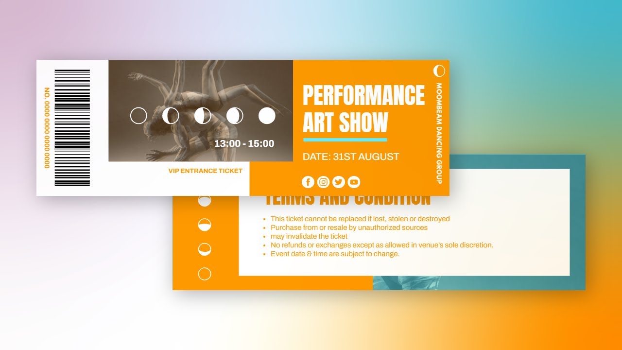 Create Sample Ticket for a Dancing Performance Art Show - YouTube