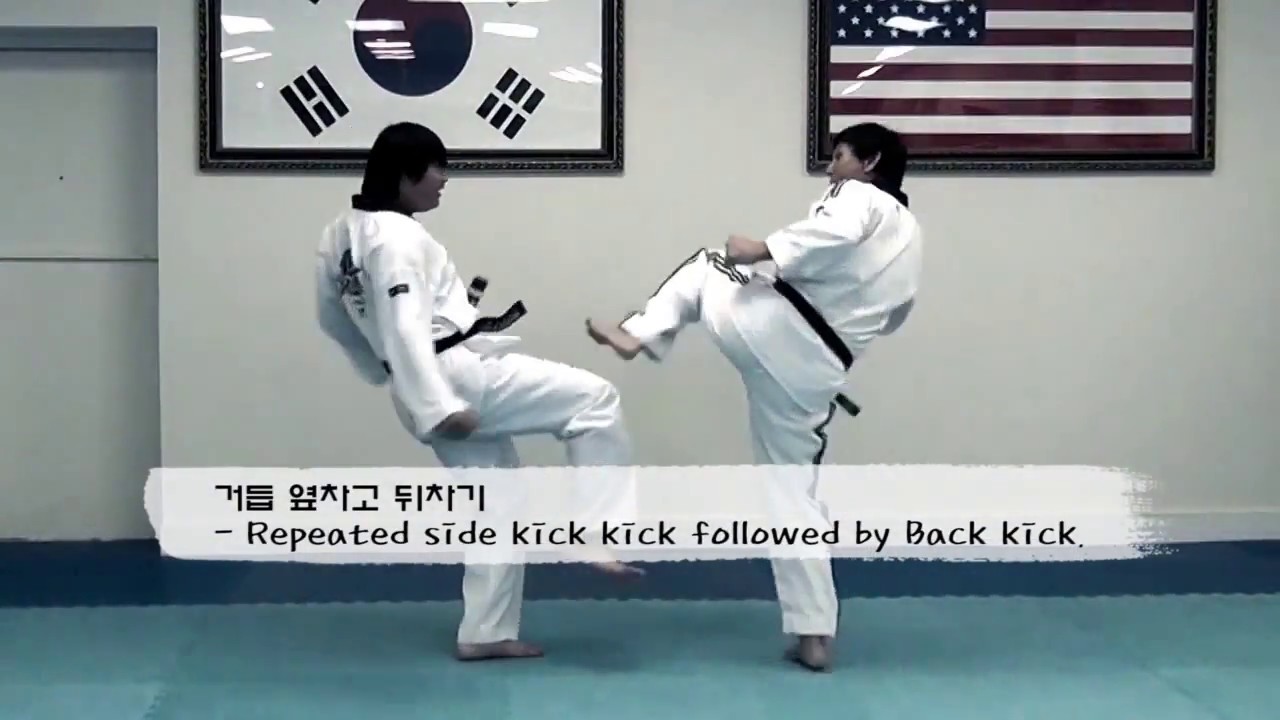 Repeated Side Kick followed by Back Kick | Taekwondo Combo Kicks - YouTube